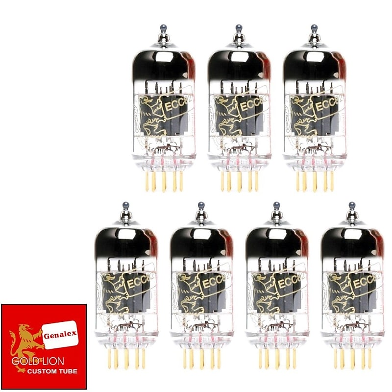 New Matched Septet (7) Genalex Gold Lion 12AU7 / ECC82 Gold | Reverb