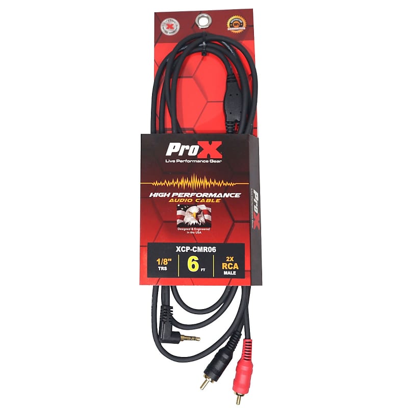 ProX XCP-CMR06 6FT 1/8" (3.5mm) Mini TRS to Dual RCA-M Audio | Reverb