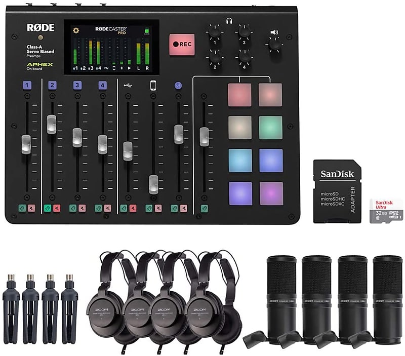 Rode RODECaster Pro with 4x Zoom ZDM-1 Podcast Mic Pack & | Reverb