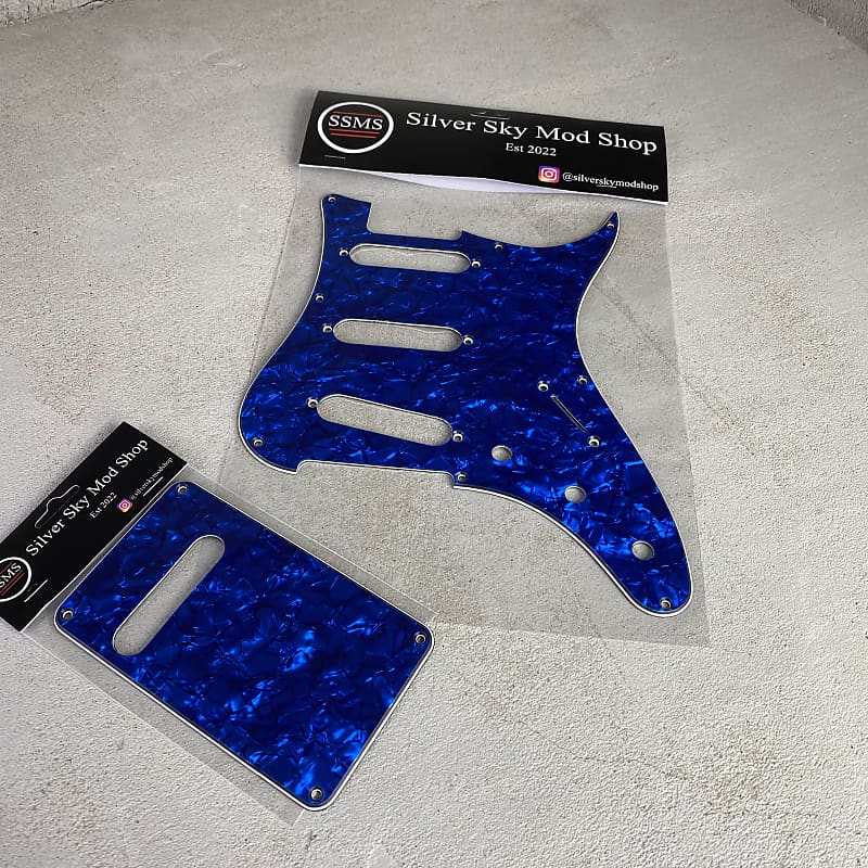 BLOW OUT SALE! SILVER SKY SE PICKGUARD & BACKPLATE 4PLY BLUE | Reverb