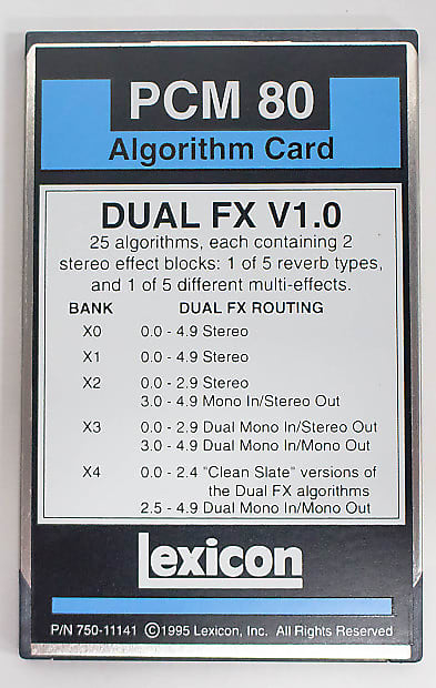 Lexicon Dual FX Card for PCM 80 ALGORITHM Memory CARD | Reverb
