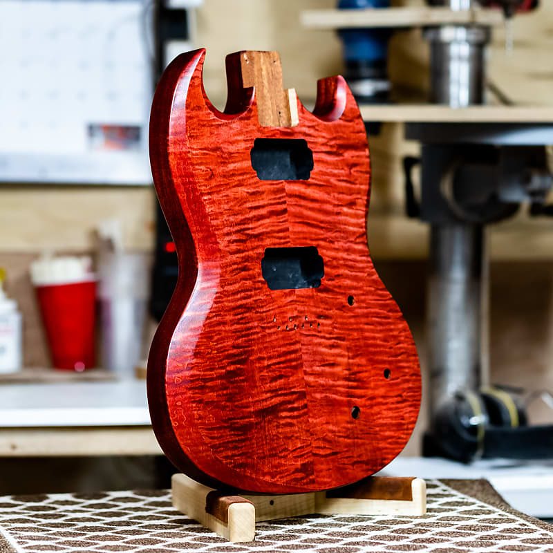 SG style bolt on Body / Figured Maple & Mahogany SG body | Reverb