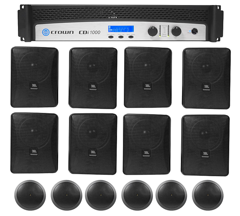 Crown CDi1000 500w 70V Commercial Amplifier+(8) JBL Wall + | Reverb