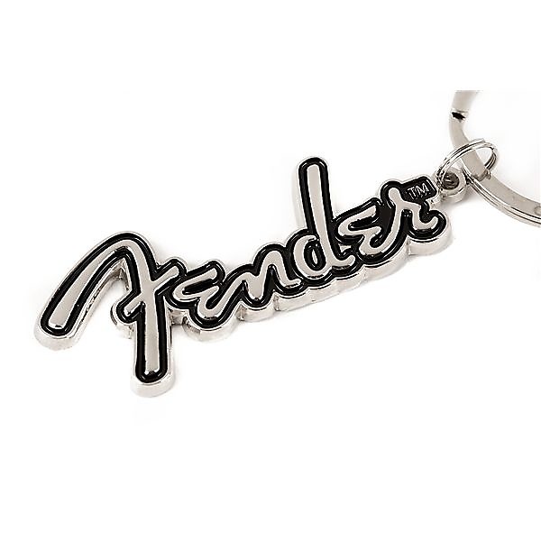 Fender Logo Key Chain Silver/Black 2016 | Reverb
