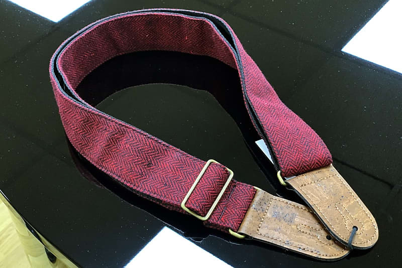 Leathergraft Vegan Tweed Guitar Strap, Red & Black | Reverb