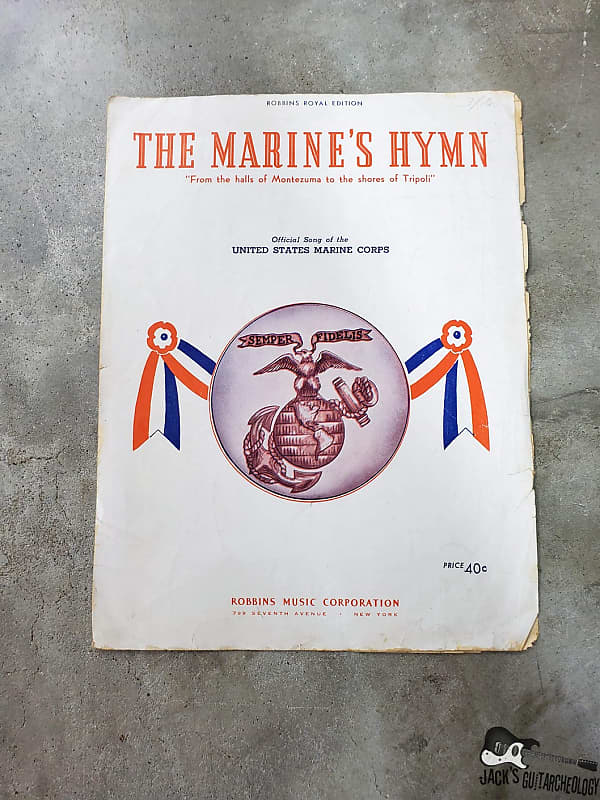 Vintage WW2-Era "The Marine's Hymn" Sheet Music - Robbins | Reverb