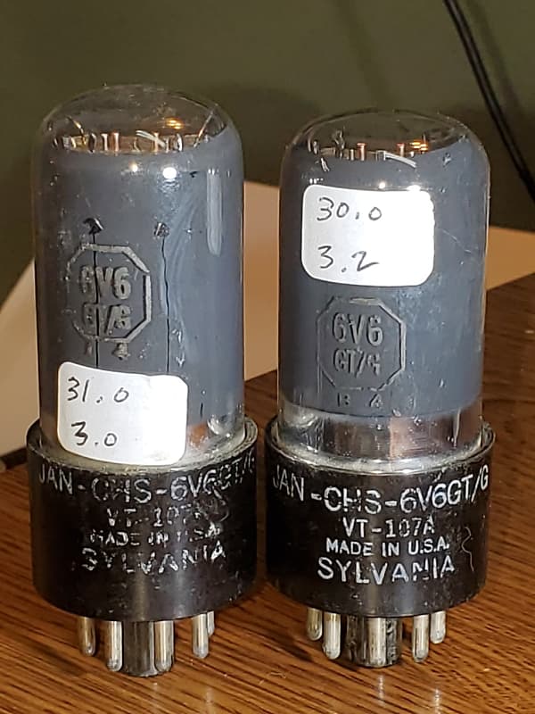 JAN-CHS 6V6GT Sylvania strong matched pair MaxiMatcher2 | Reverb
