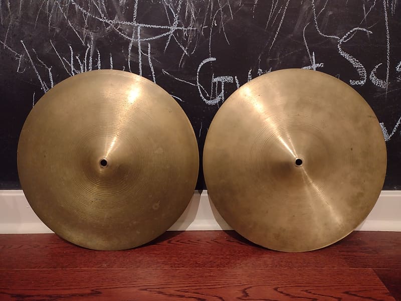 Vintage 1970s Zilco by Azco 15" Medium Hi-Hat Cymbals 1035g | Reverb
