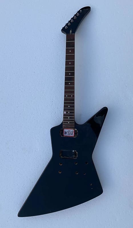 Black Explorer Style Guitar Custom Body with Maple Neck and | Reverb