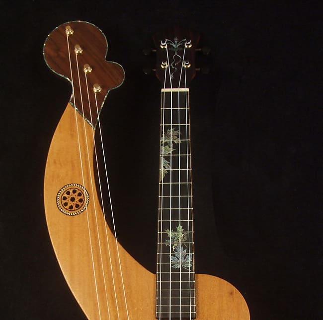 Bruce Wei Solid Mahogany Tenor Harp Ukulele, Hard Case | Reverb