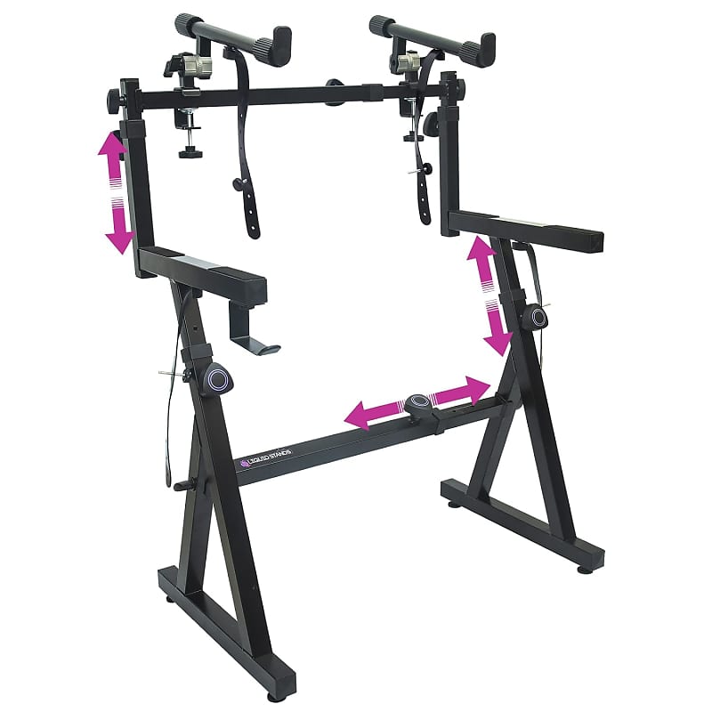 Dual Piano Keyboard Stand with 2nd Tier - Z Style Adjustable | Reverb