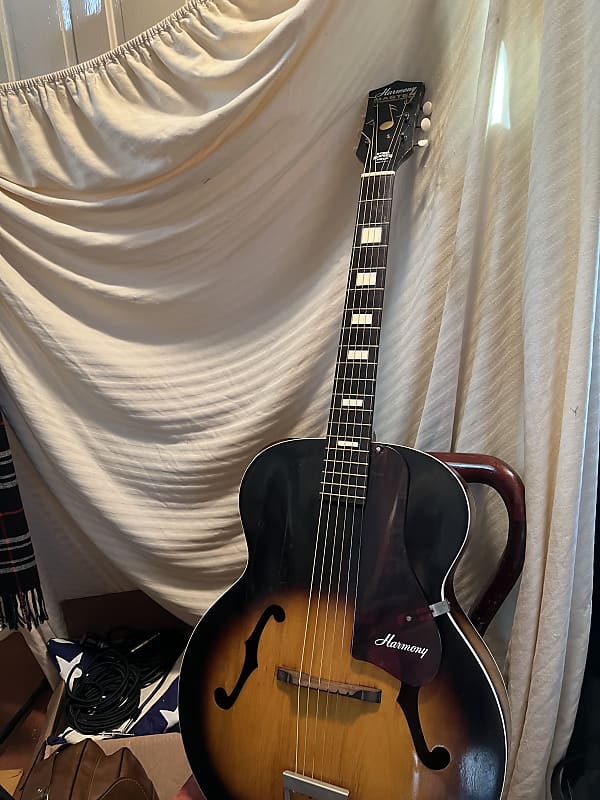 harmony master f hole arch top acoustic guitar 60's sunburst | Reverb