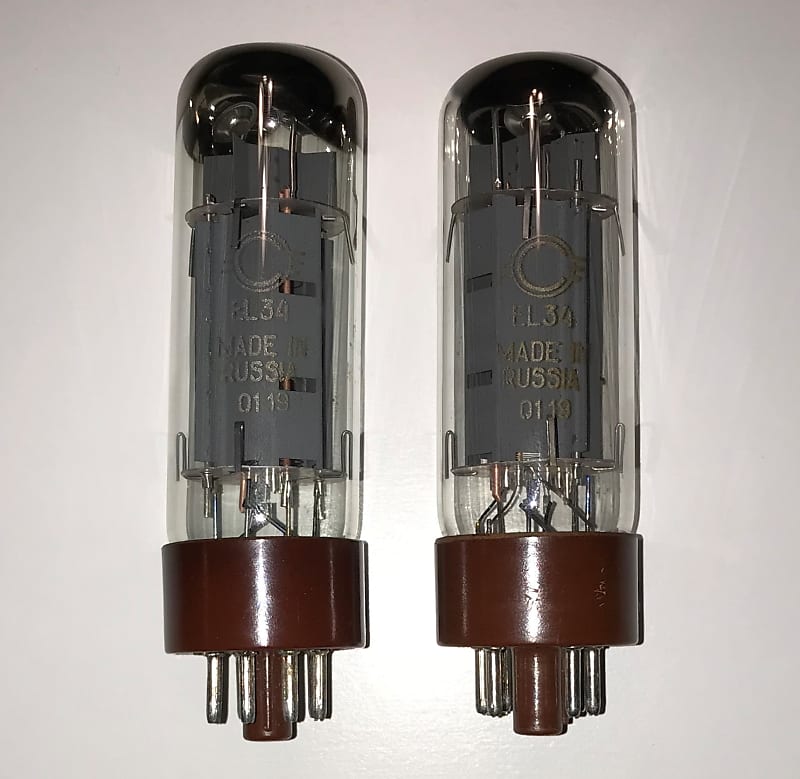 Matched Pair of Svetlana Winged C EL34 / 6CA7 Tubes made in | Reverb