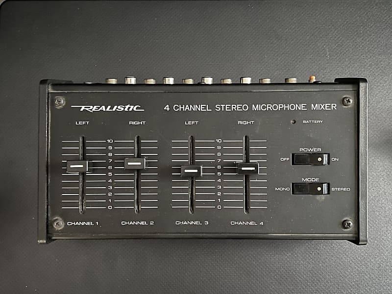 Realistic 4 Channel Stereo Microphone Mixer - Black | Reverb