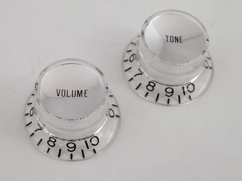 Pair of Transparent Mirror Reflector Knobs 1 Vol & 1 Tone | Reverb UK