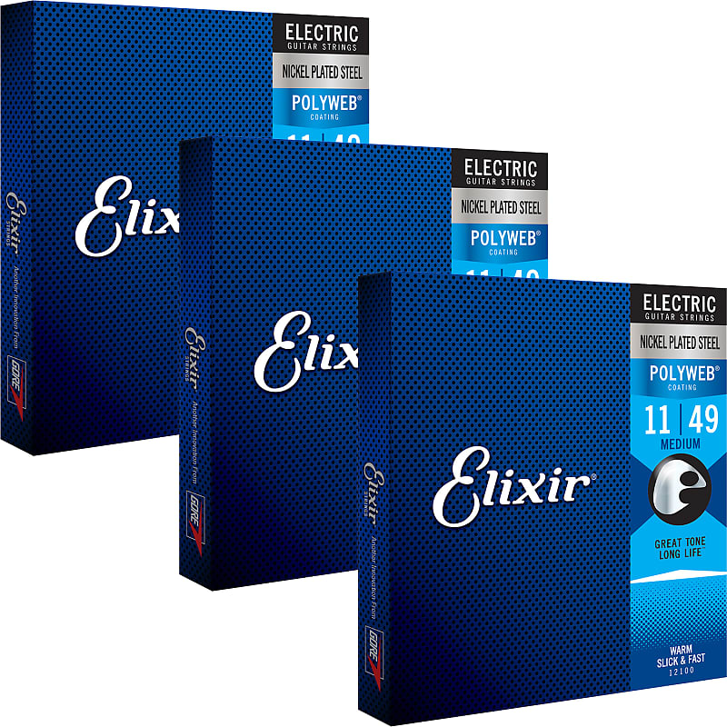 3 Sets of Elixir 12100 POLYWEB Coating Electric Guitar | Reverb