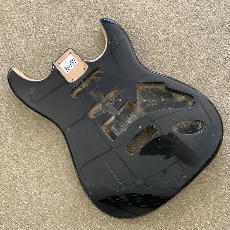 Black HSS Guitar Stratocaster Strat Style Body in Glossy | Reverb
