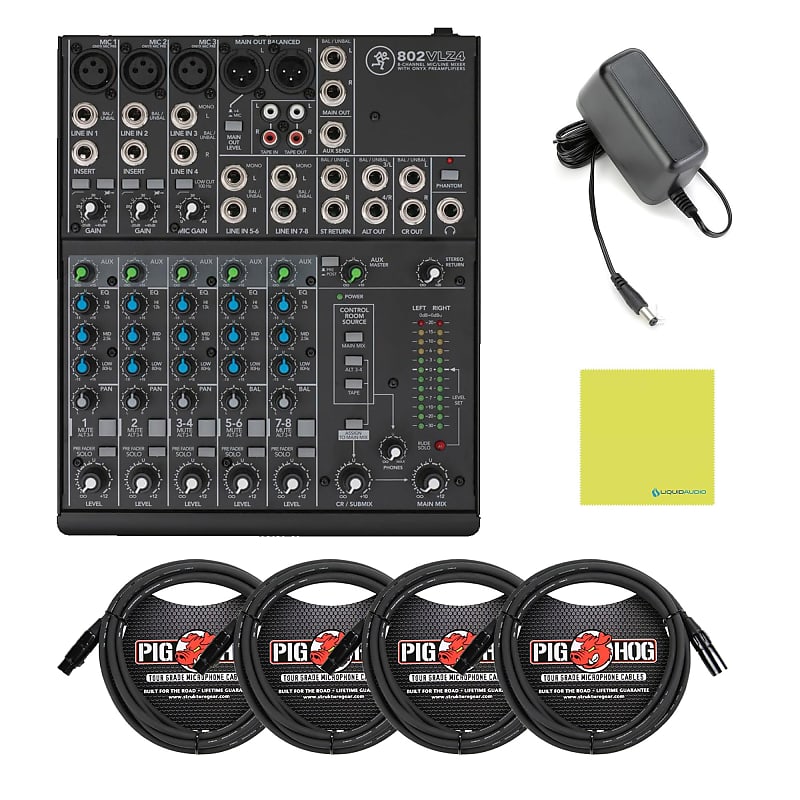 Mackie 802VLZ4 8-Channel Ultra-Compact Analog Mixer Bundle w/ | Reverb