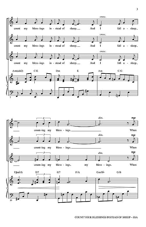 Count Your Blessings Instead Of Sheep Choral Ssa Irving | Reverb