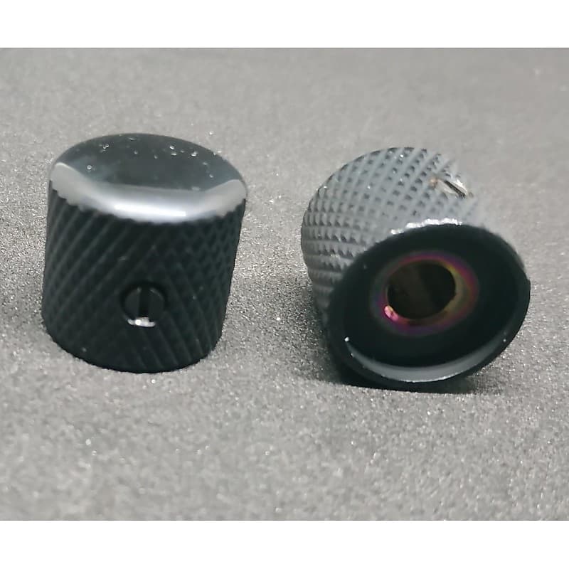 2 Black Big Grip Telecaster Metal Dome Knobs for 6,35mm (1/4) | Reverb
