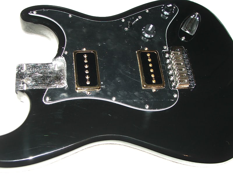 Black Strat style Loaded Body...Wilkinson Bridge w/big block | Reverb