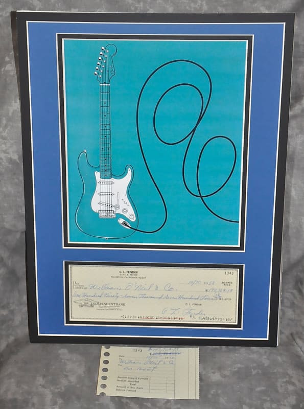 Leo Fender Autographed Signed 1968 Check & Stub w/ | Reverb