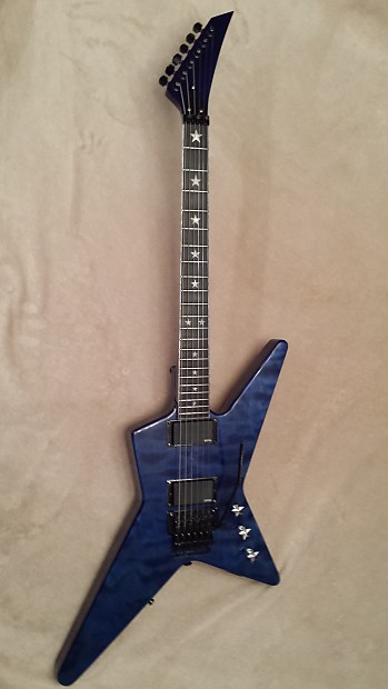 Warmoth Star Guitar Alder Quilt Maple EbonyTransparent Blue | Reverb