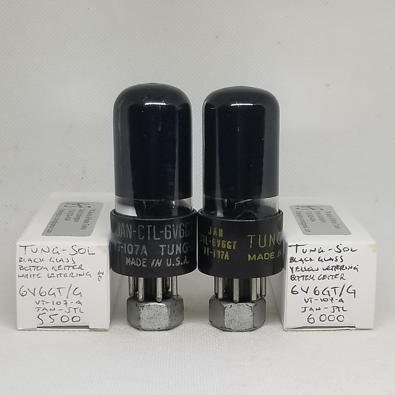 Tung-Sol JAN CTL 6V6GT Black Glass Well Matched (8.3%) Pair | Reverb