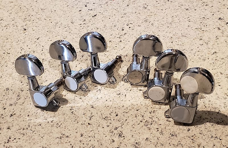 New, 3 on a side Tuning gears with Grover style buttons. | Reverb