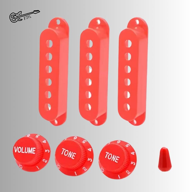 3 X Red Single Coil Covers Set With Knobs and Switch Tip | Reverb UK