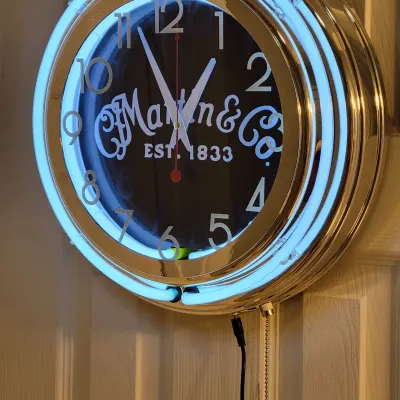 Martin Guitars Double Neon White Wall Clock Killer Cool Man | Reverb