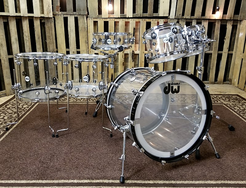 Used DW Design Series 6-Piece Clear Acrylic Drum Set | Reverb