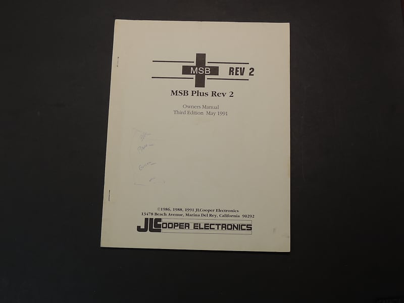 JLCooper Electronics MSB Plus REV 2 Owner's Manual [Three | Reverb