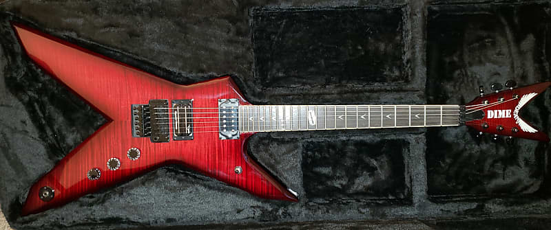 Dean Dime Trans Red Flame Maple Top Floyd with case 2015 - | Reverb