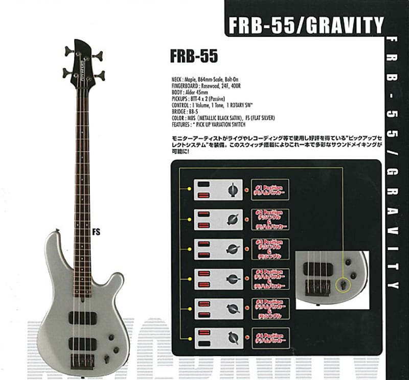 Fernandes Bass Guitar FRB-55 Gravity 4X 2009 - Flat Silver | Reverb