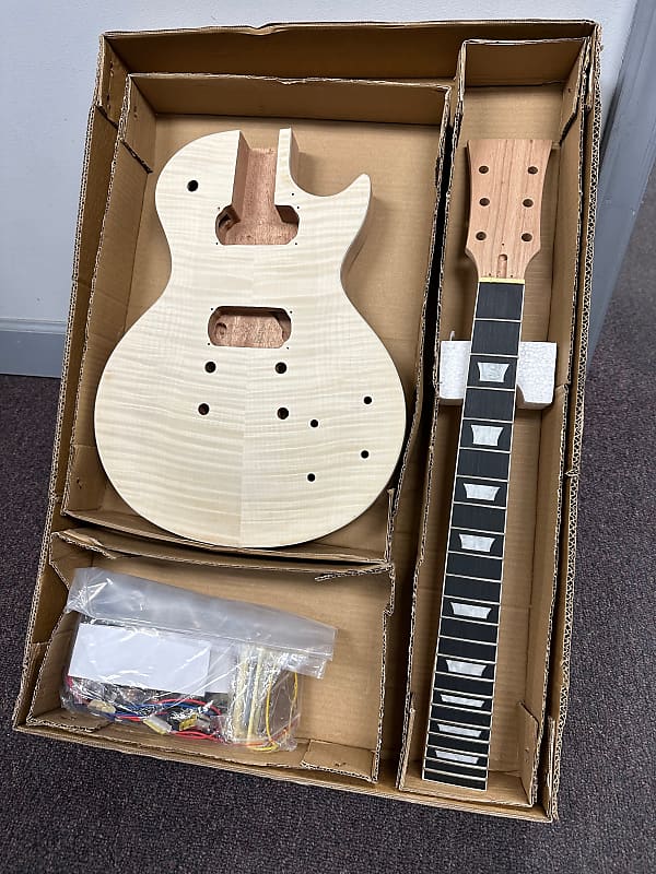 Les Paul Diy Guitar Kit Set Neck With Carved Maple Top Reverb