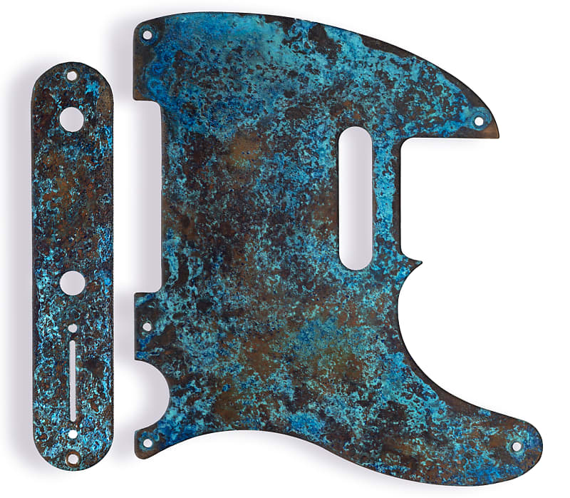 Telecaster Pickguard Blue Copper Patina & Control Plate | Reverb