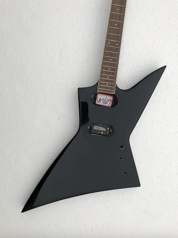 Black Explorer Style Guitar Solid Body with Maple Neck, | Reverb