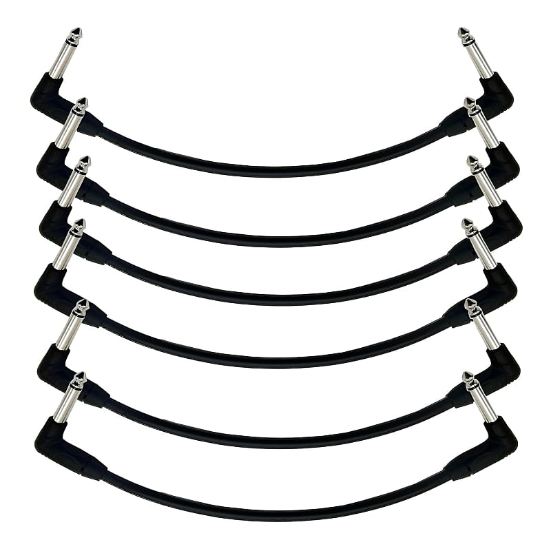 Black 6 Pack 12 Inch Guitar Patch Cable With Shielded 1/4 | Reverb