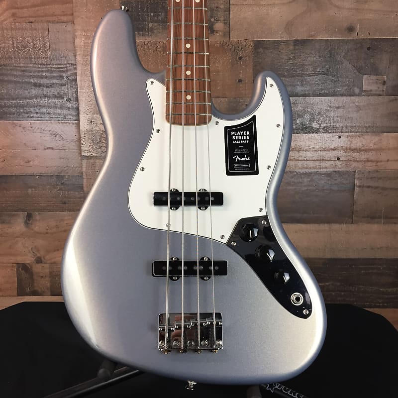 Fender Player Jazz Bass Silver J Bass w/ Pau Ferro Fretboard, | Reverb