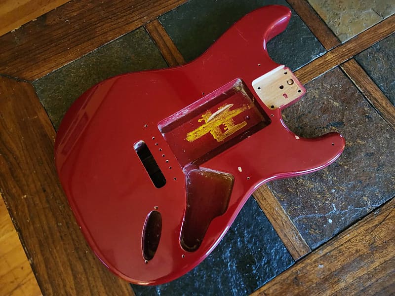 Fender strat body swimming pool cavity - red | Reverb