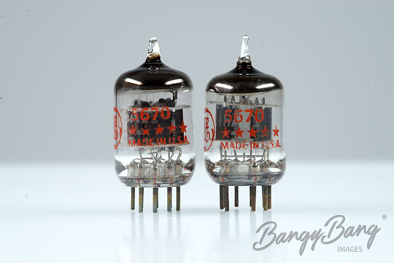 Matched Pair General Electric Red Five Star 5670 / 2C51 / 6N3 | Reverb