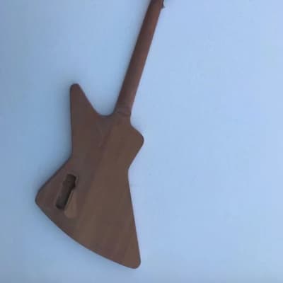 Unfinished Okoume Wood Explorer Style Guitar Body with Neck | Reverb