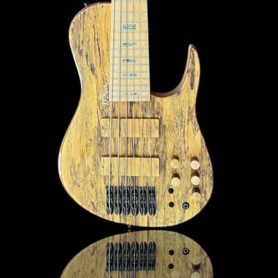D'Mark Alpha 6 Strings Burl Buckey Red Electric Bass Guitar | Reverb