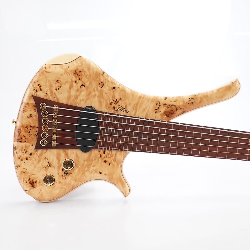 Marleaux Diva 6 Buck Eye Burl 6-String Fretless Bass Guitar | Reverb