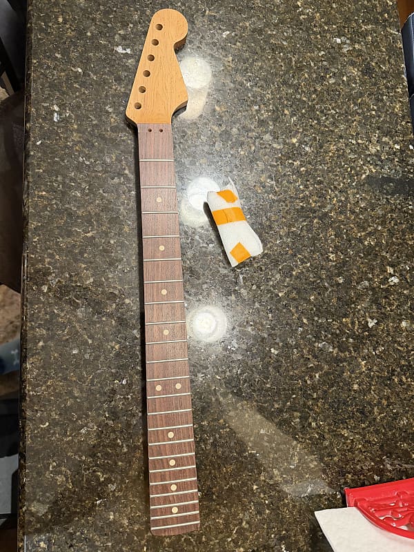 Warmoth Stratocaster neck roasted birdseye w/R3 Floyd nut new | Reverb