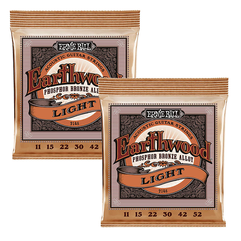 2 Sets! Ernie Ball 2148 Light Earthwood Acoustic Phosphor | Reverb