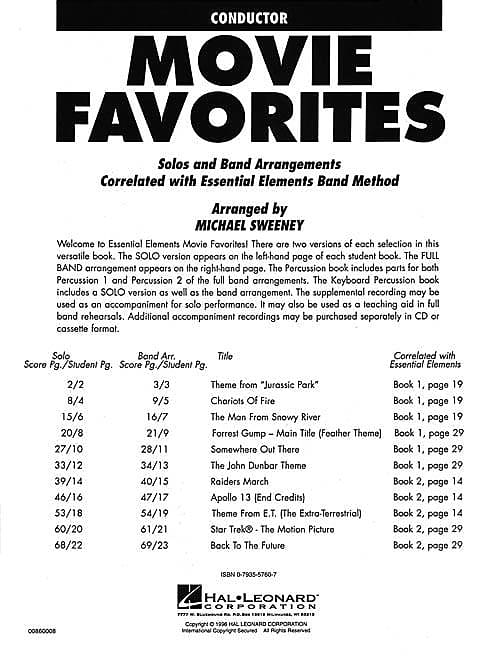 Essential Elements Movie Favorites Conductor Book with CD | Reverb