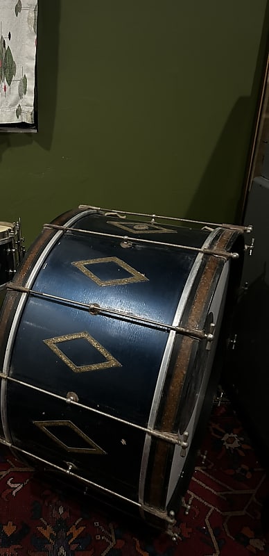 1930s Ludwig 14x28 Hi-Luster Blue vintage bass drum | Reverb
