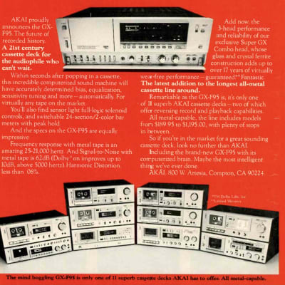 Vintage Cassette Deck Akai GX-F95 (serviced and recapped) | Reverb